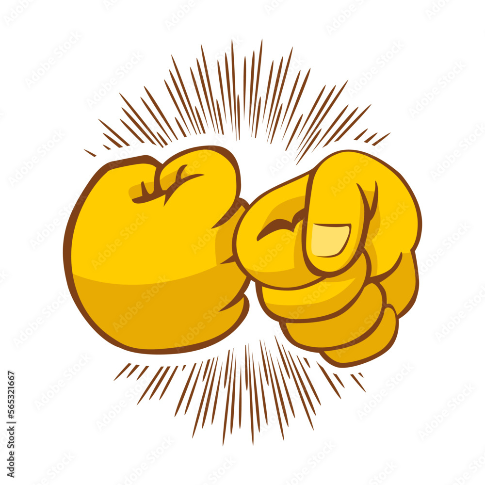 Bumping of two clenched fists of hands. Cartoon icon in comic style ...