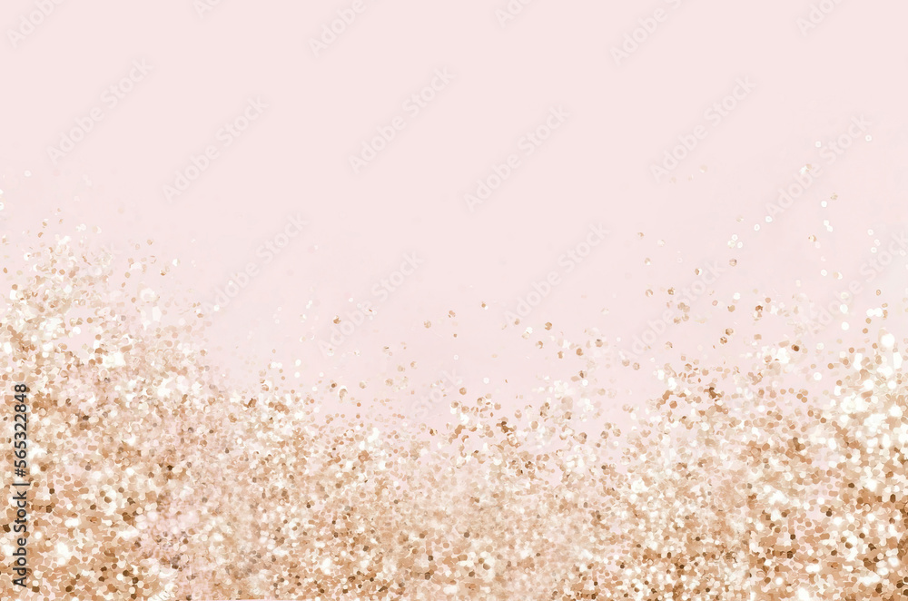 Gold sparkles on pink background. Light pink minimalistic festive ...