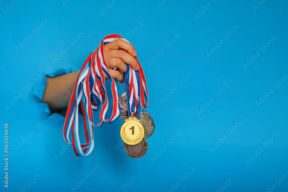 concept for winning or success. Gold medal, silver medal and bronze ...