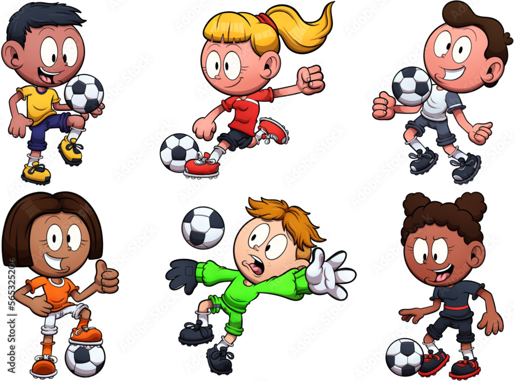 Soccer Kids. Vector clip art illustration with simple gradients. Stock ...