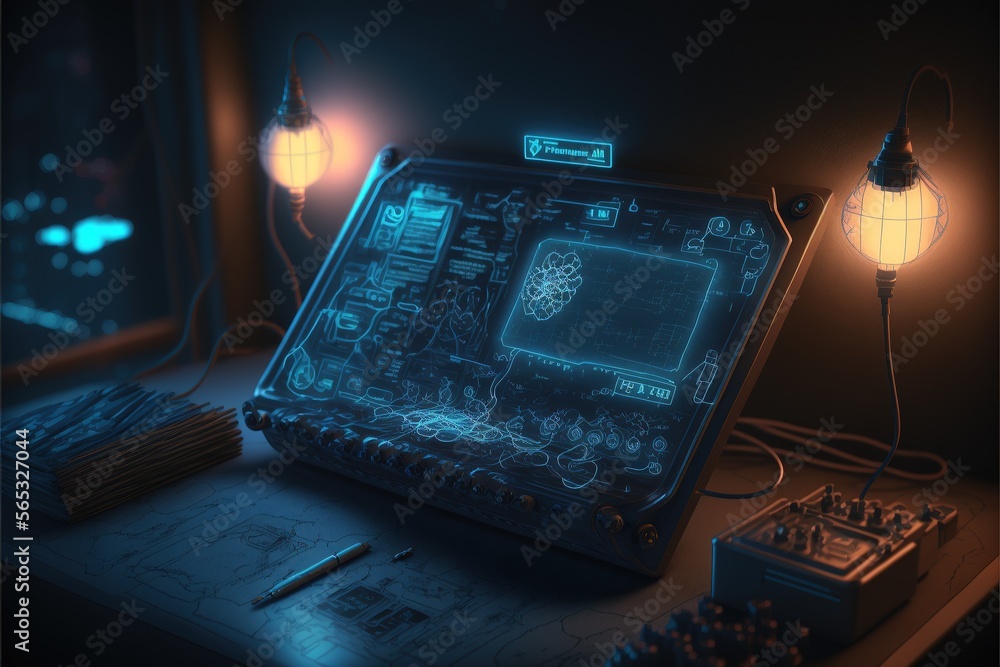 HUD, interface. Motherboard microchip map illustration. Game board with ...