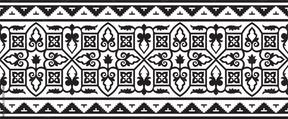 Vector monochrome seamless Byzantine border, frame. Endless Greek ...