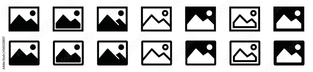 Gallery icons set. Image icon. Picture or photo album signs symbol for ...