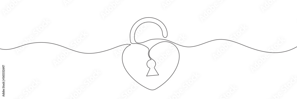 Poster Continuous line drawing heart shaped lock – Wall Art | UkPosters