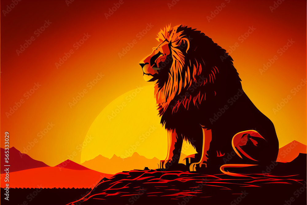 Lion Silhouette Artwork, lions simple drawing outline by Generative AI ...