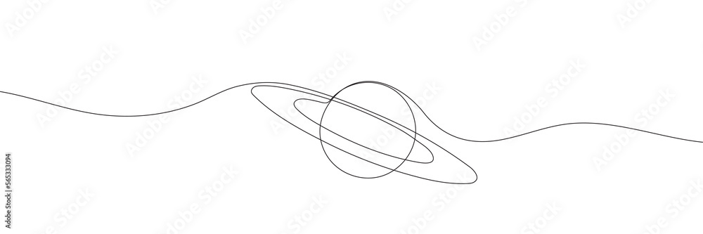 Continuous one line drawing Saturn Planet. Vector illustration. Stock ...