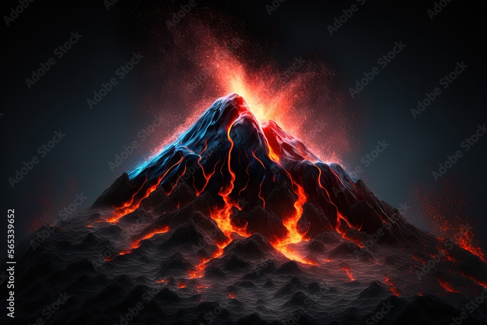 current situation: erupting volcano with lava flow. a river of fire ...