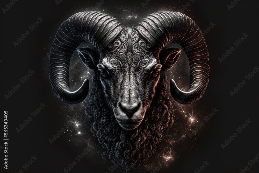 aries horoscope sign on shiny stars galaxy background. Gorgeos black ...