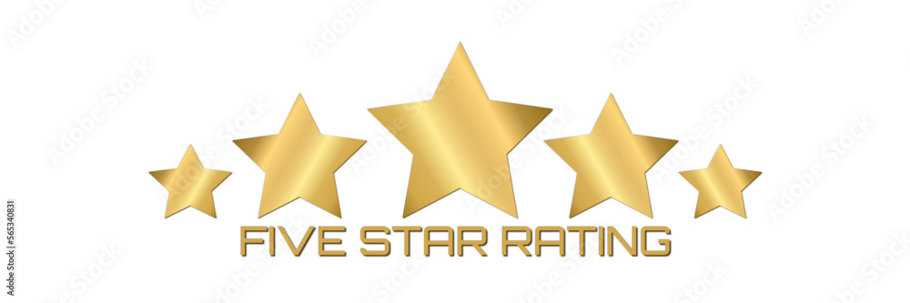 Five golden rating star vector illustration in white background. Stock ...