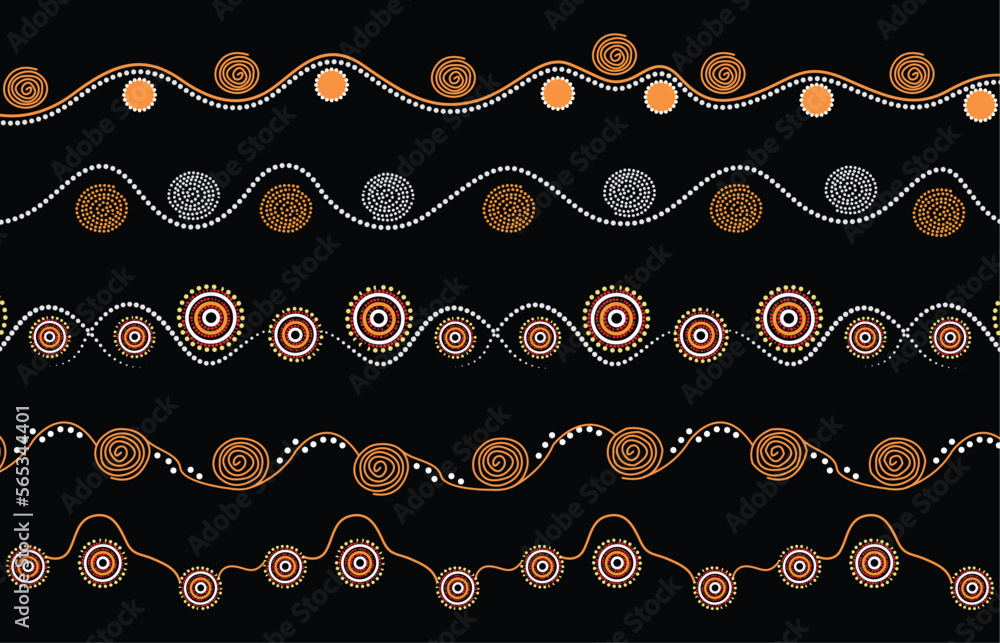 Simple aboriginal dot border design background Stock Vector | Adobe Stock