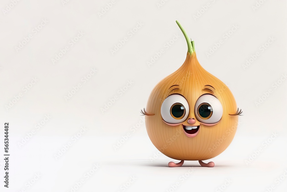 Cute onion isolated. Happy onion. Kawaii onion cartoon character. Funny ...