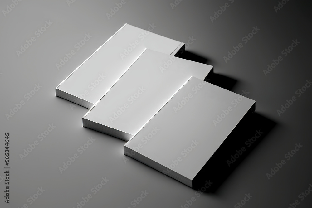 Three blank brochures on gray background. Based on Generative AI Stock ...