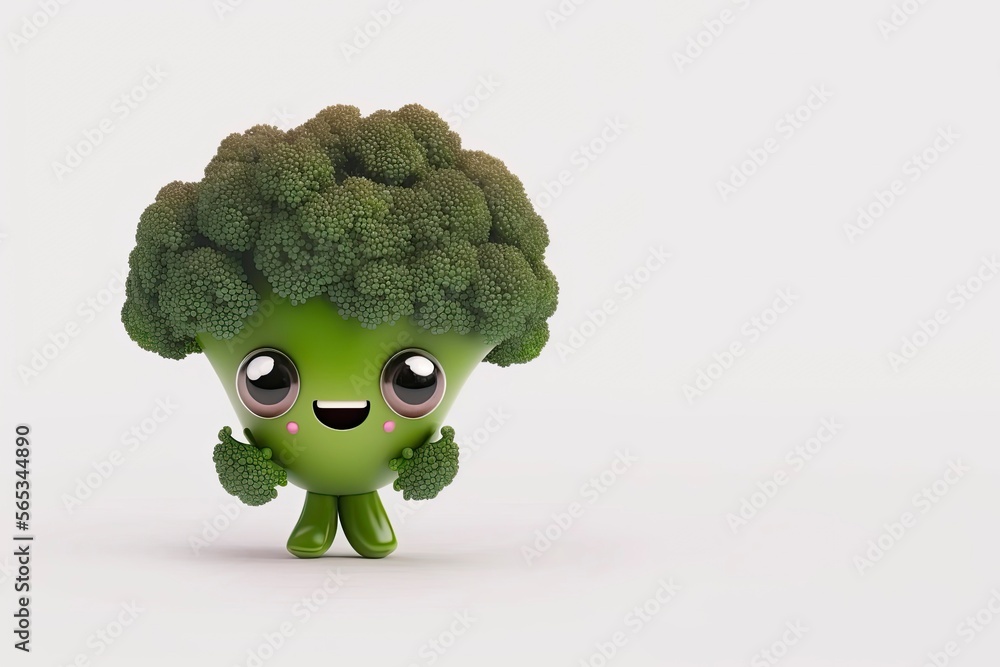 Cute Kawaii Broccoli. Vector mascot illustration broccoli smiling ...