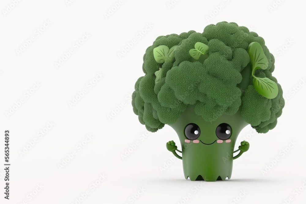 Cute Kawaii Broccoli. Vector mascot illustration broccoli smiling ...