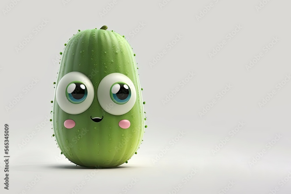 Cute cucumber isolated. Happy cucumber. Kawaii cucumber cartoon ...