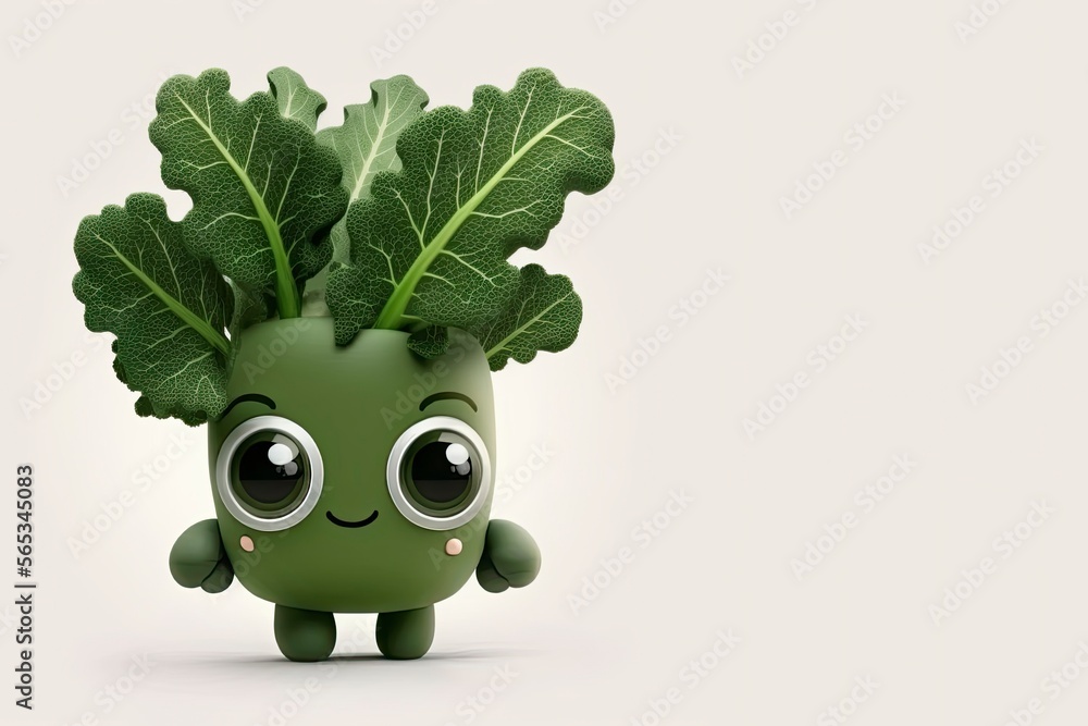 Cute kale isolated. Happy kale. Kawaii kale cartoon character. Funny ...