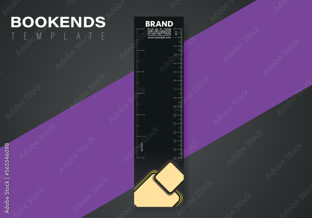 Vertical vector bookmarks design template with ruller and logo space ...