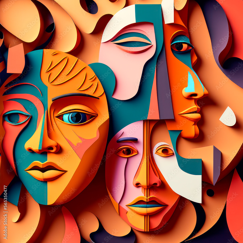 Abstract concept of Schizophrenia. Generative Ai. Stock Illustration ...