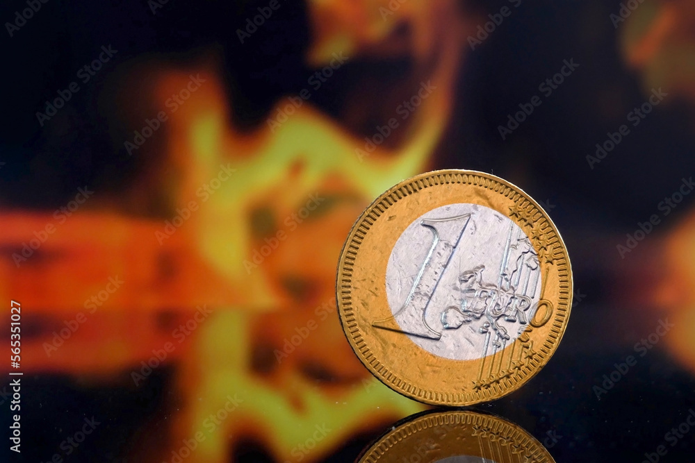 One euro coin on chart background. Concept, closeup Stock Photo | Adobe ...