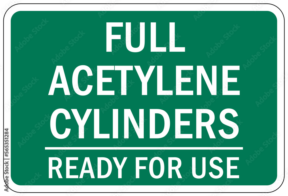 Vetor de Acetylene warning chemical sign and labels full cylinders do ...