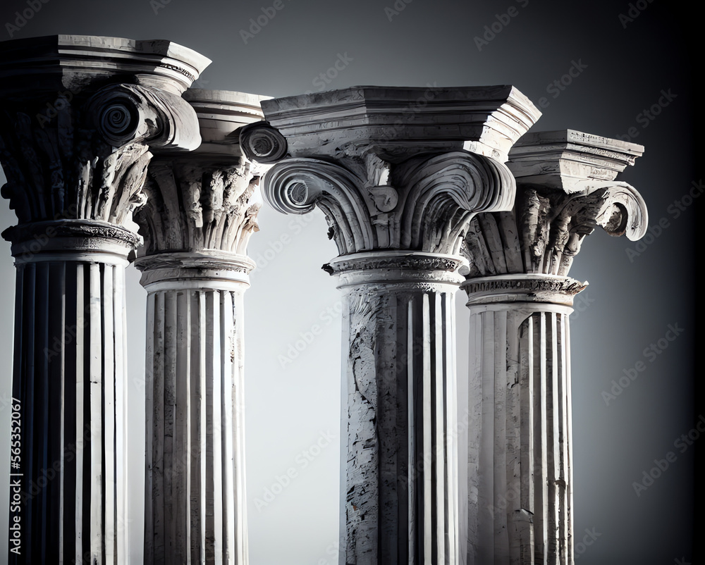 roman style columns with gray background, generative ai Stock ...