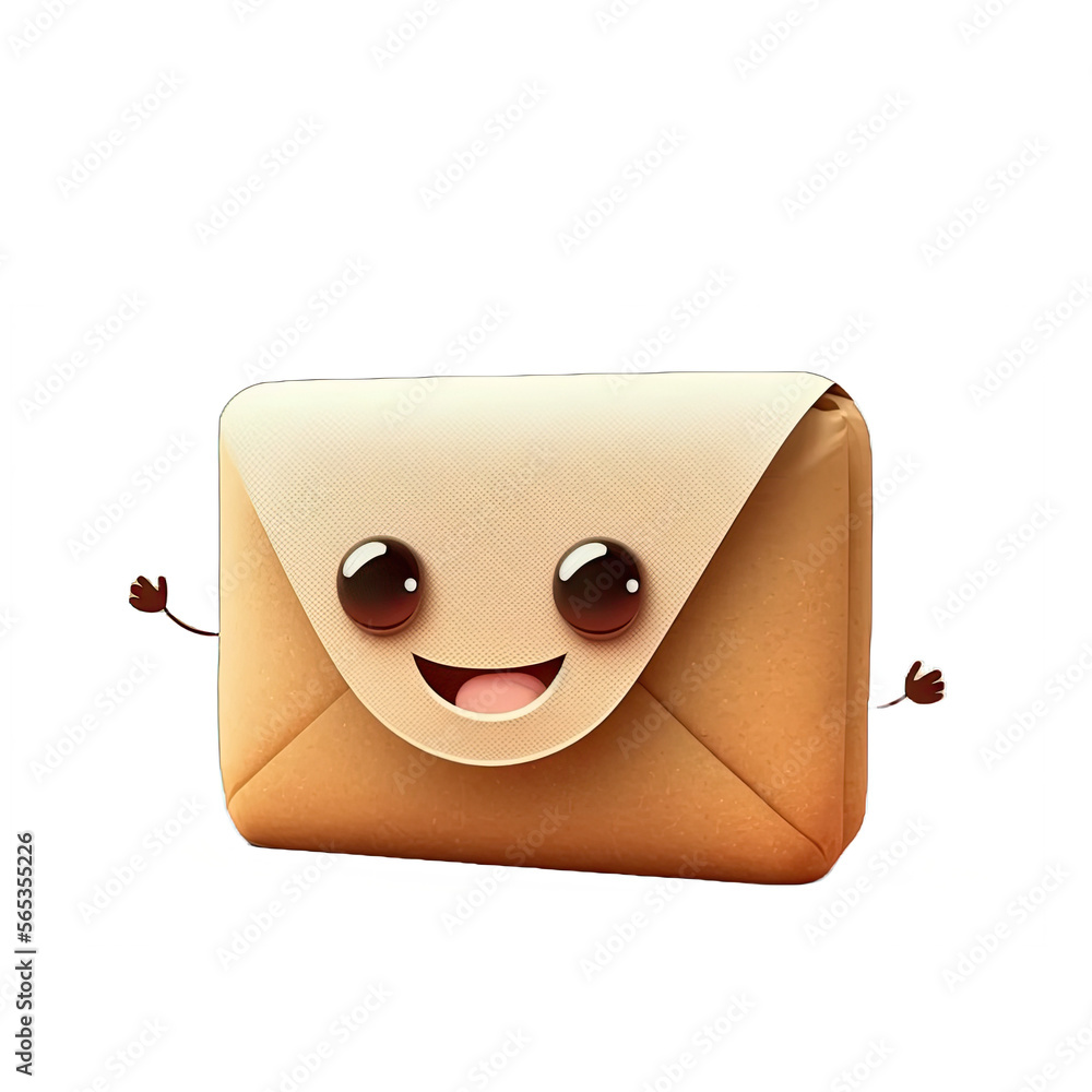 Cute envelope cartoon character created using generative AI tools Stock ...