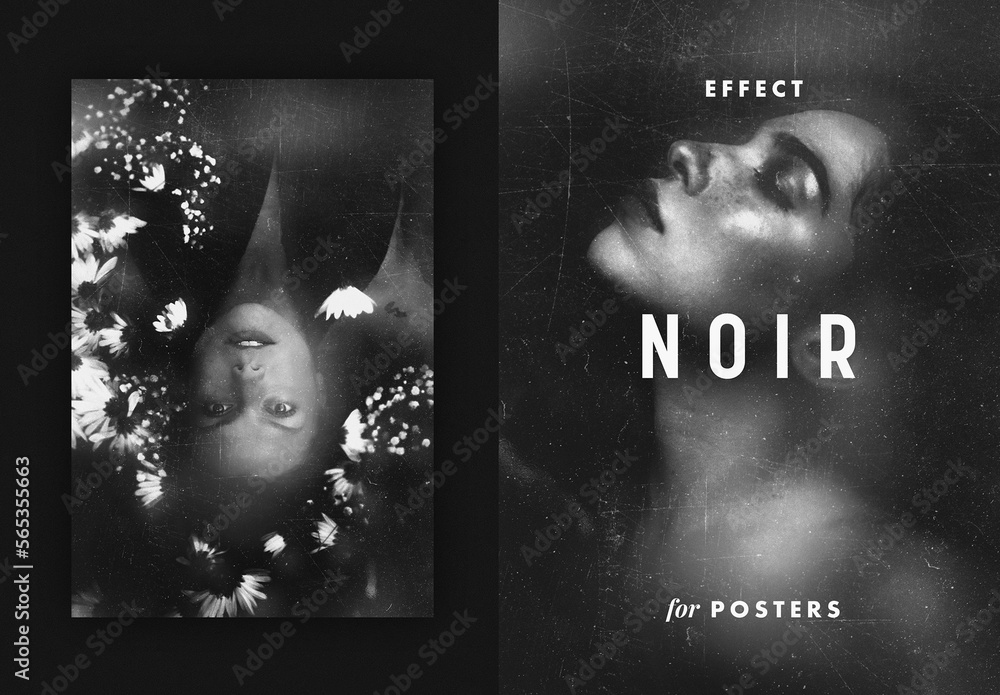 Mysterious Noir Poster Effect Mockup Stock Template | Adobe Stock