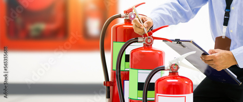 Fire safety engineering services inspection checking pressure gauges of ...