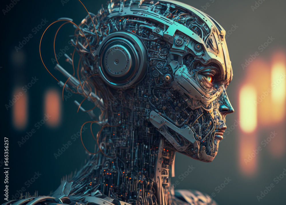 Android head. Humanoid cyber augmented. Artificial intelligence ...