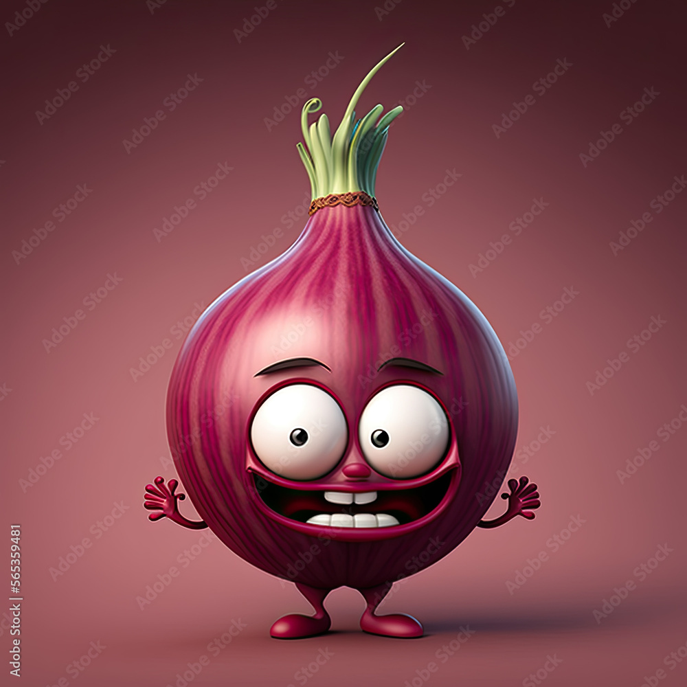 Cute red onion cartoon character created using generative AI tools ...