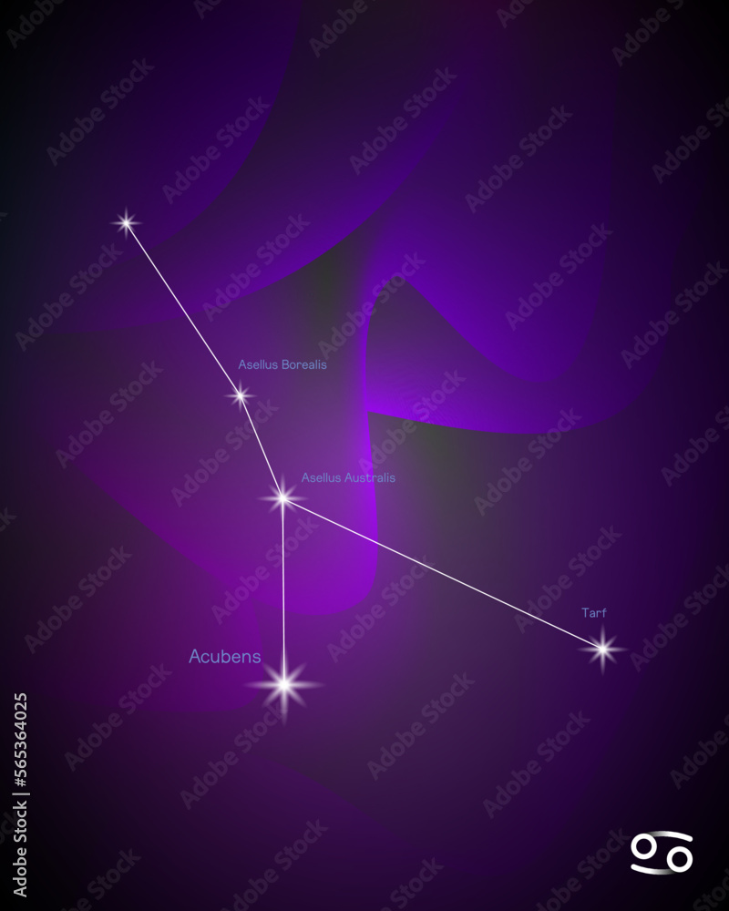 Vetor de CANCER zodiac horoscope star constellation space symbol ...