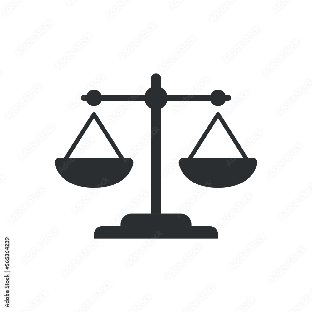 Scale icon in flat style. Weight balance vector illustration on ...