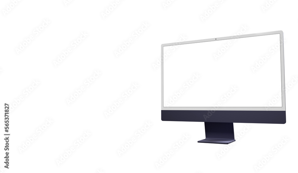 Computer monitor display with empty screen isolated on transparent ...