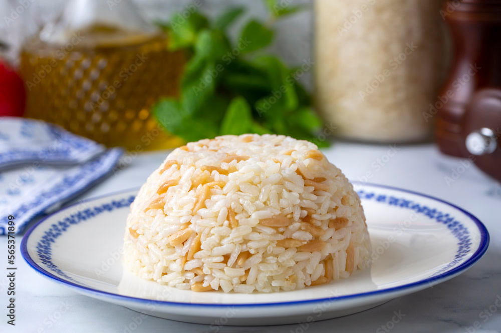 Traditional delicious Turkish food; Turkish style rice pilaf (Turkish ...