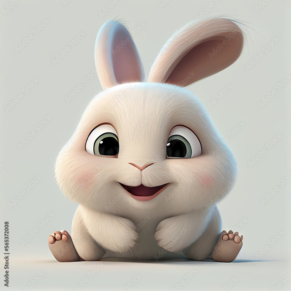 Cute Bunny created with Generative AI technology + 3d Character Stock ...