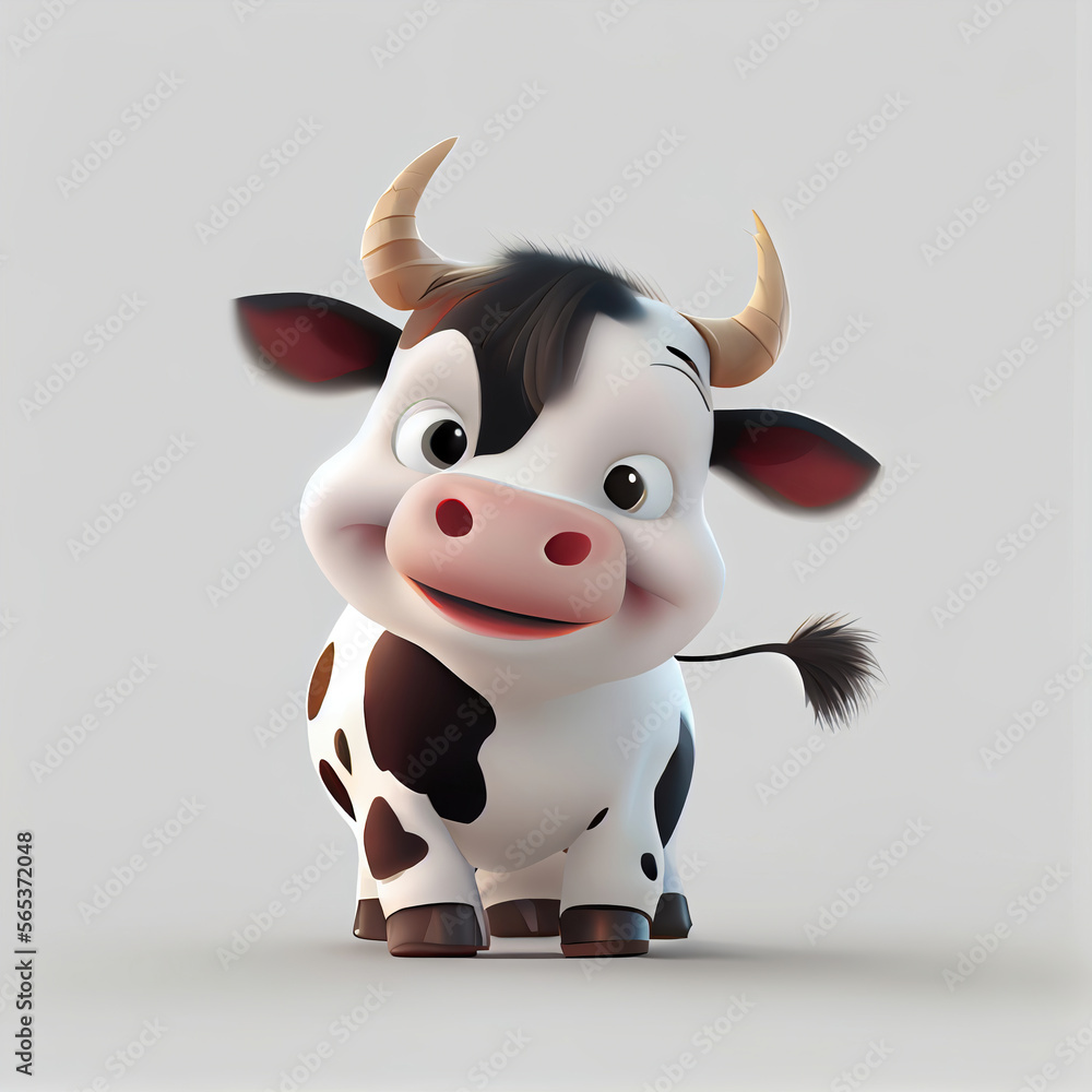 Cute Cow created with Generative AI technology + 3d Character Stock ...