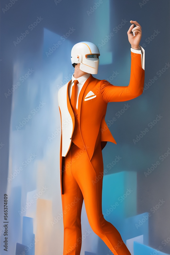 Retro futuristic business suit for men. Concept art for fashion design ...
