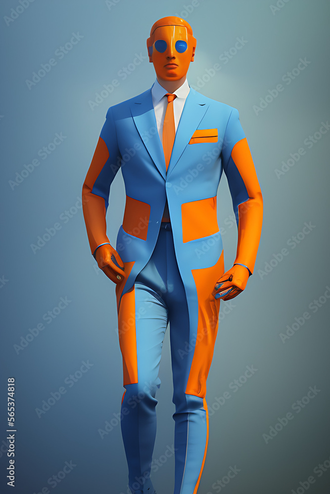 Retro futuristic business suit for men. Concept art for fashion design ...