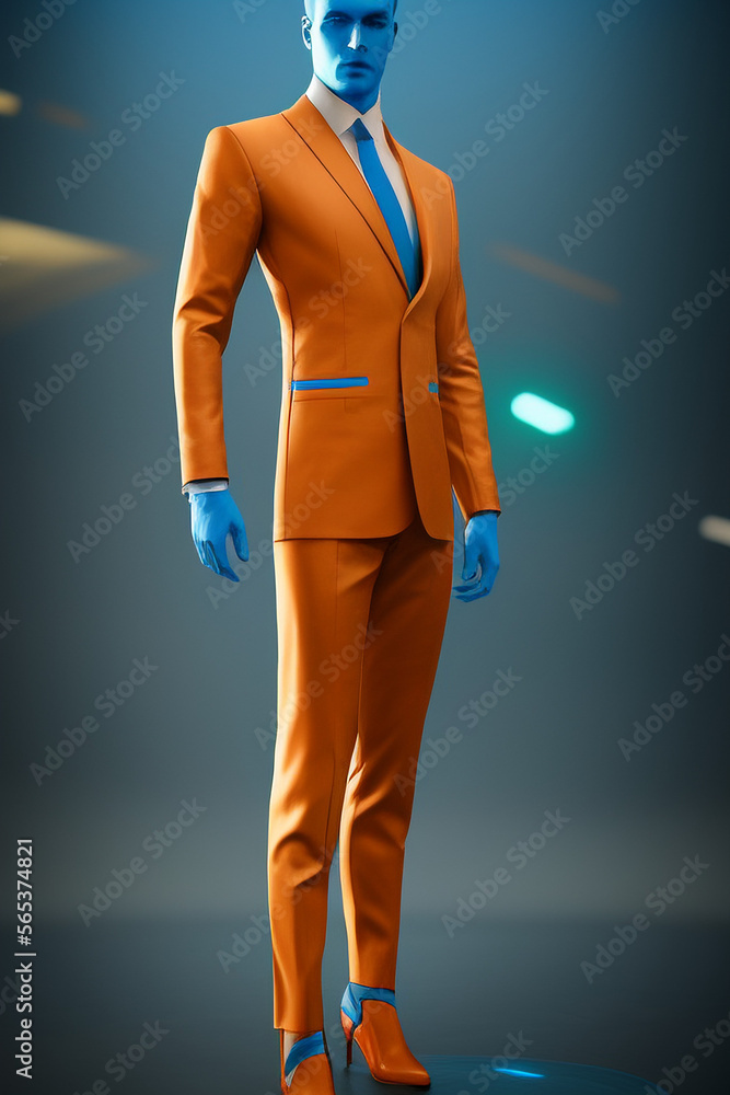 Retro futuristic business suit for men. Concept art for fashion design ...