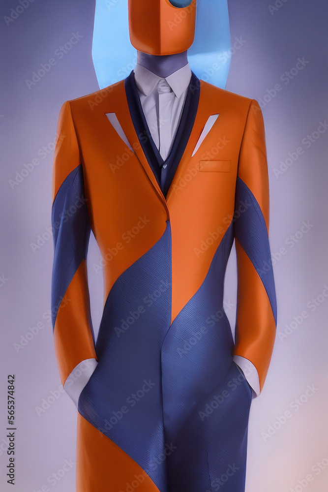 Retro futuristic business suit for men. Concept art for fashion design ...