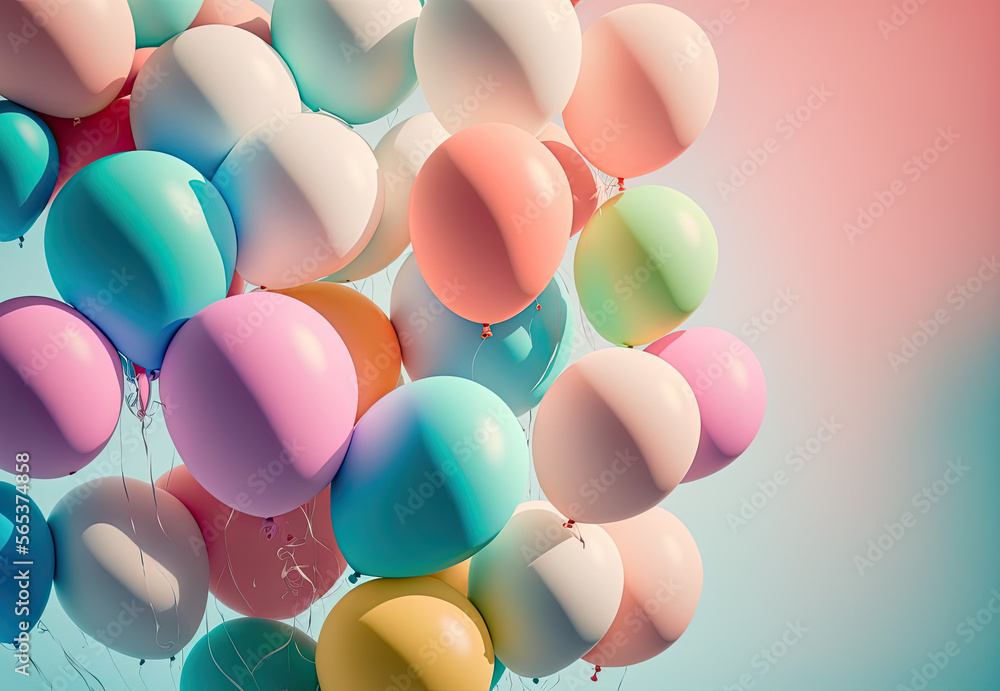 background with balloons created with Generative AI technology Stock ...