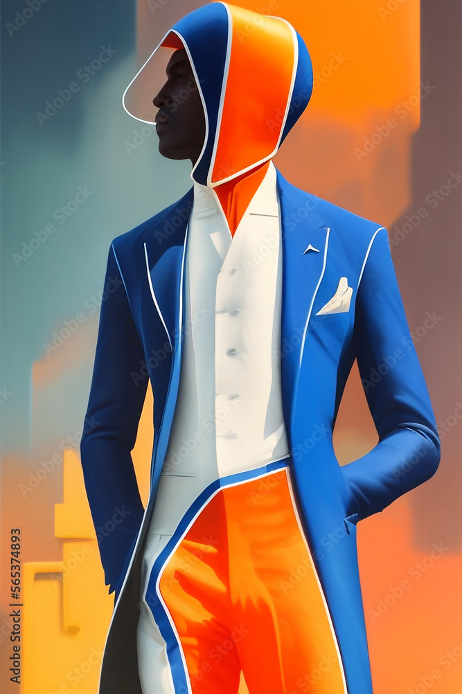 Retro futuristic suit for men. Concept art for fashion design ...