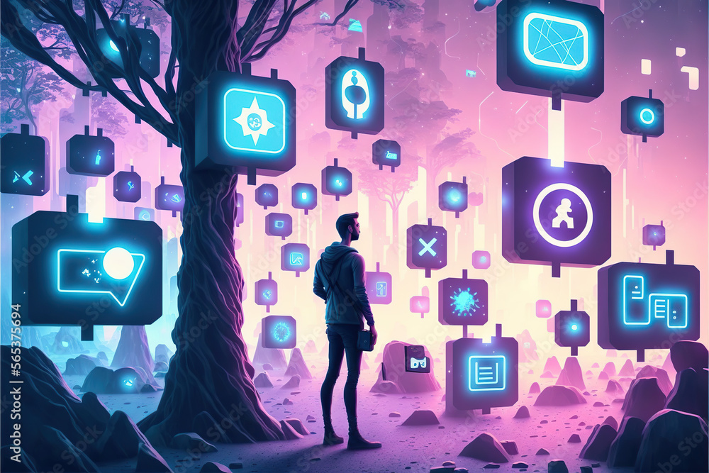 Metaverse technology and augmented reality background Stock ...