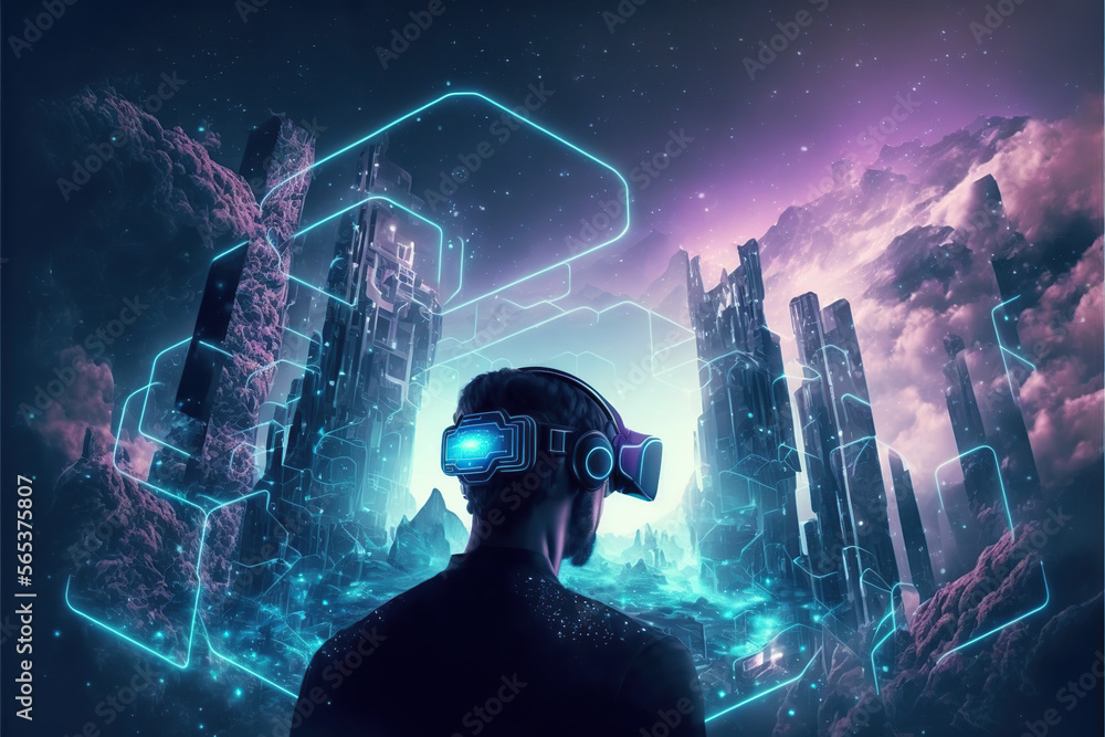 Metaverse technology and augmented reality background Stock ... Metaverse technology and augmented reality background Stock ...