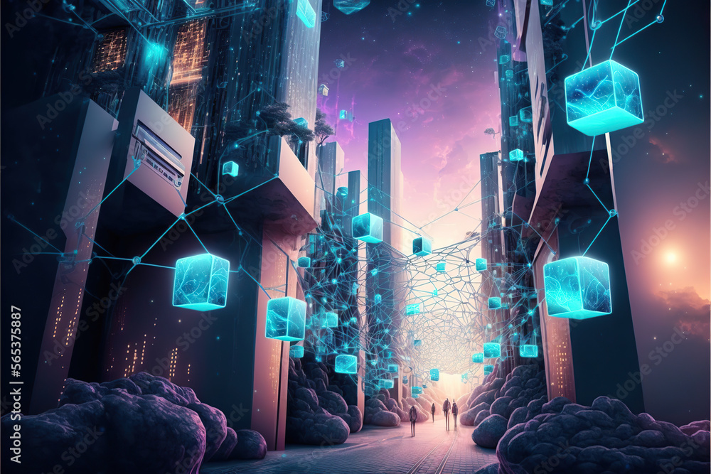 Metaverse technology and augmented reality background Stock ...