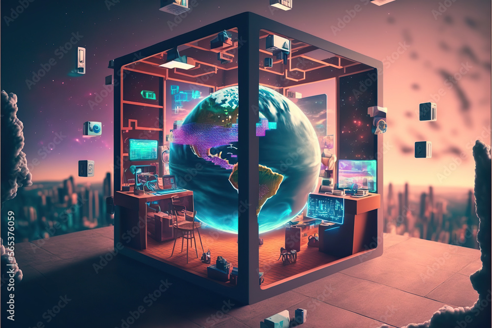 Explore metaverse technology with computer generated environment ...