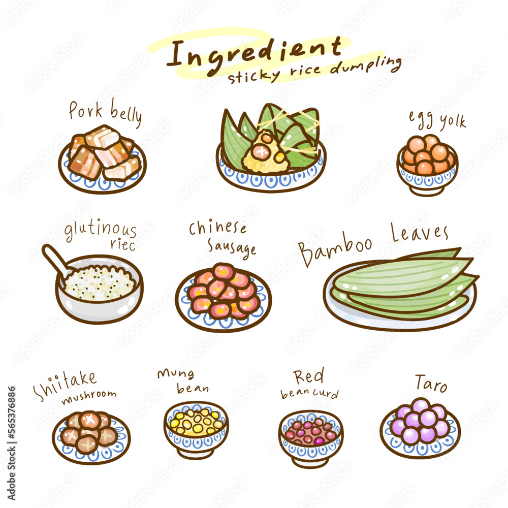 Cartoon zongzi sticky rice dumpling. Stock Vector | Adobe Stock