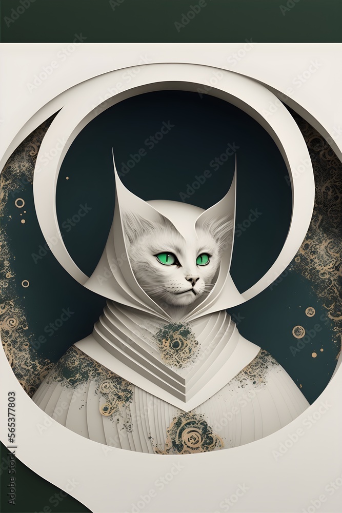 a stunning interpretation of a Cat dressed as a nun highly detailed and ...
