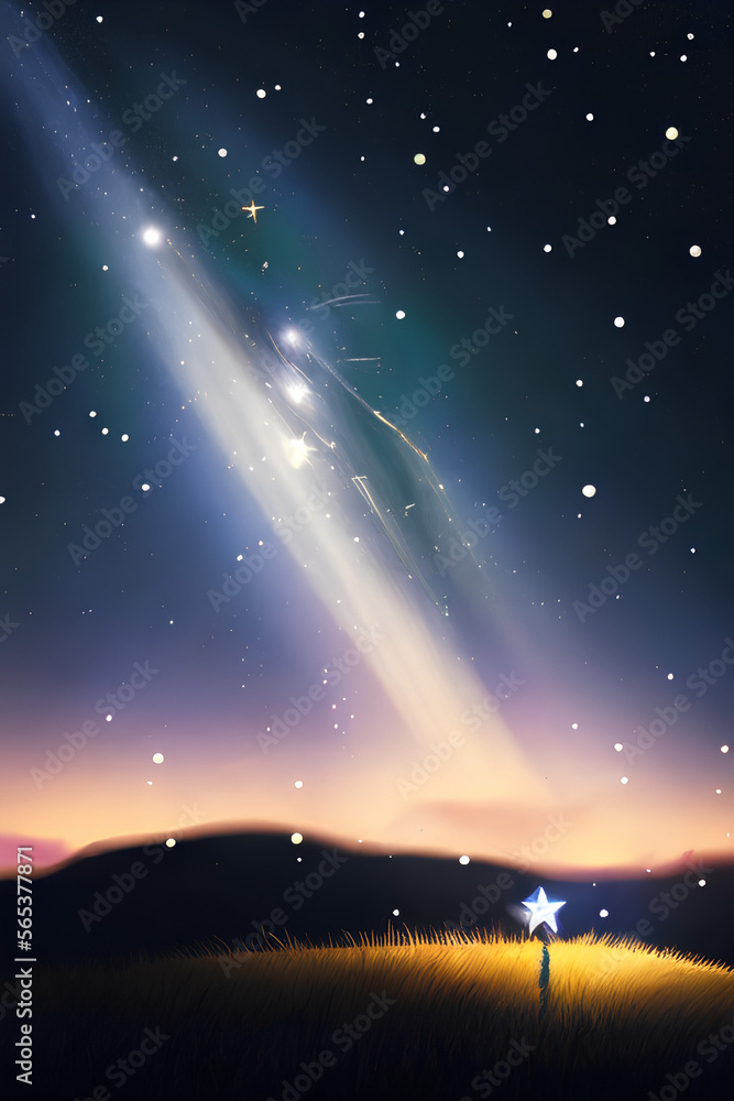 image made by AI An image of a shooting star crossing a clear, starry ...