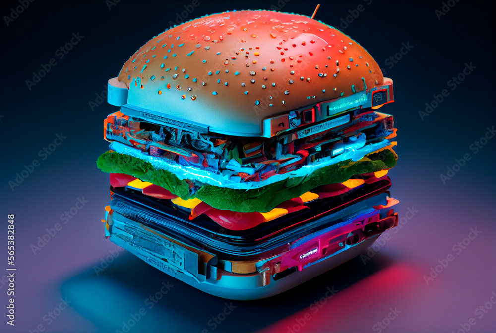 generative AI illustration of a unreal concept of an electronic ...